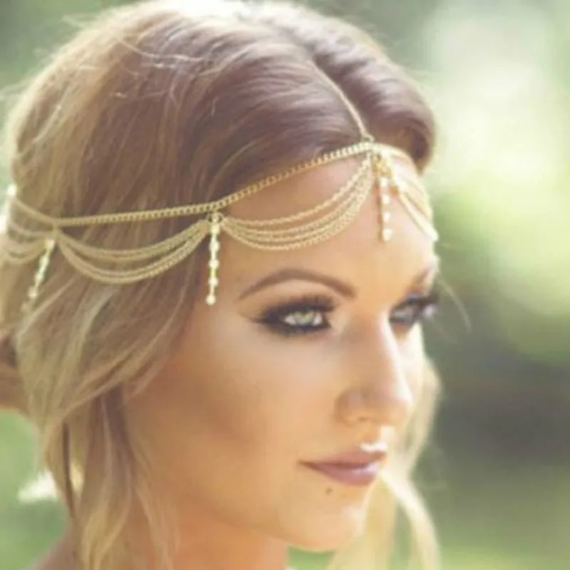 Accesorios para el cabello de novia con cristales drapeados bohemios ...