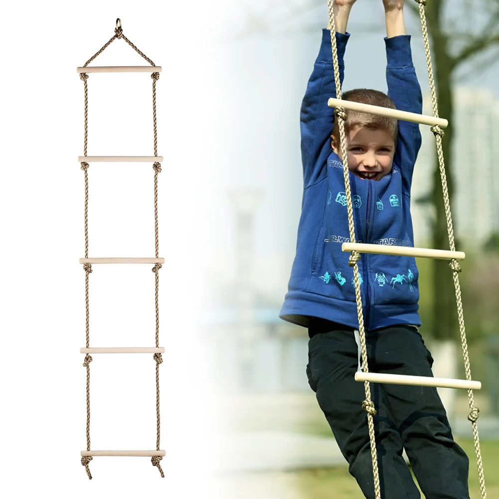 5 Steps Gymnastic Climbing Rope Ladder Sport Hook Rungs Climb Hang ...