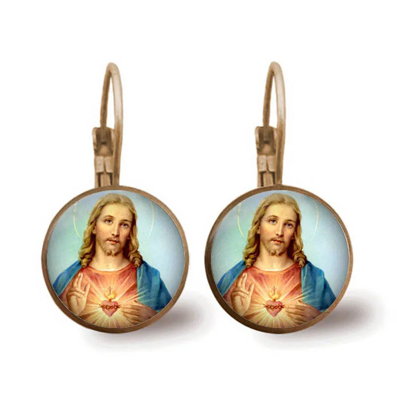 Christian-Jesus-Earrings-Glass-Dome-Colored-Earrings-Women-Girls ...
