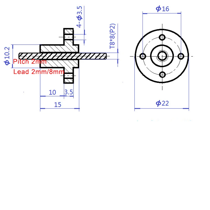 CNC 3D Printer T8 Lead Screw Trapezoidal Rod Lead 2/8mm Length250mm ...