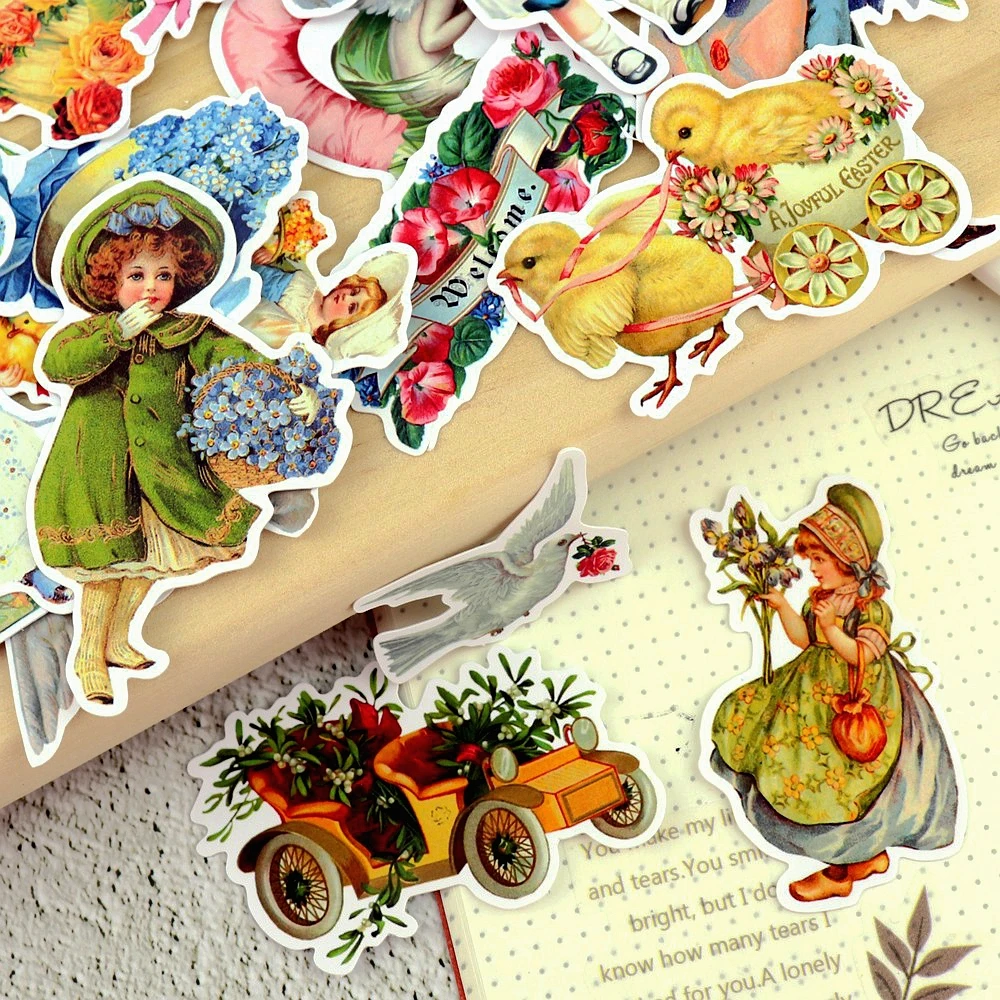 25pcs Hand Drawing Flower Fairy retro sticker Decorative journal ...