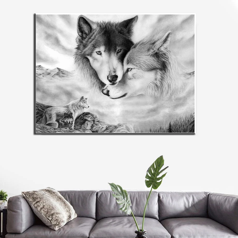 Arte-animal-moderna-lobo-pintura-da-lona-decora-o-da-parede-fotos-para ...