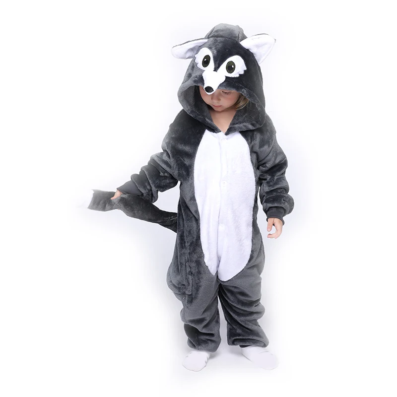 Wolf Animal Kigurumis Onesie Pajamas Costume For Kids - KawaiiMerch.com