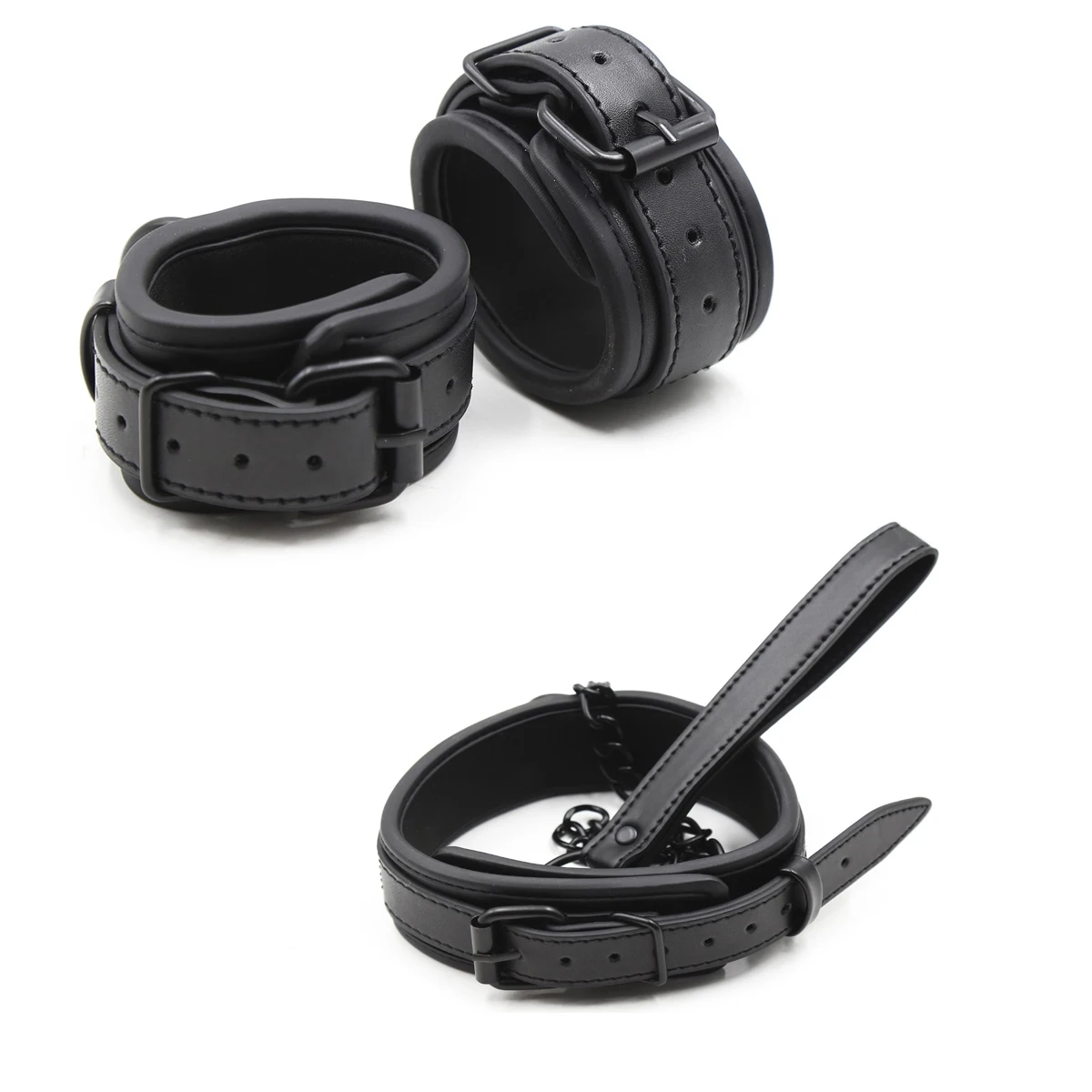 Menottes sexy,Ensemble de manchettes,chevilles et collier de cou en ...