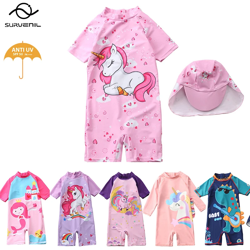 Baby's Swimwear Bath Clothes with Hat Unicorn Mermaid Kids Bathing ...