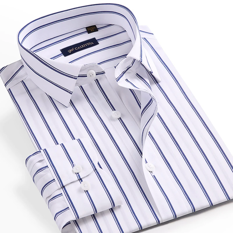 Men's Non-iron Long Sleeve Classic-collar Striped Dress Shirt ...