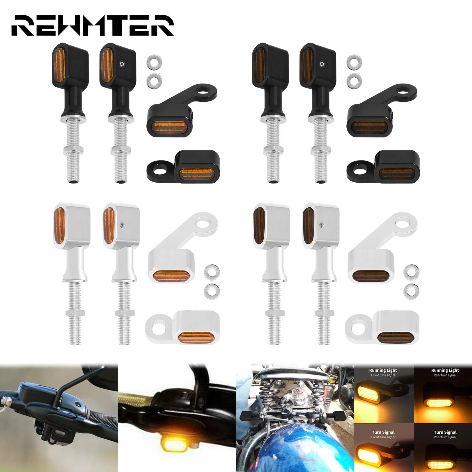 Motorcycle Led Turn Signal Indicators Mini Lights Amber Running Front ...