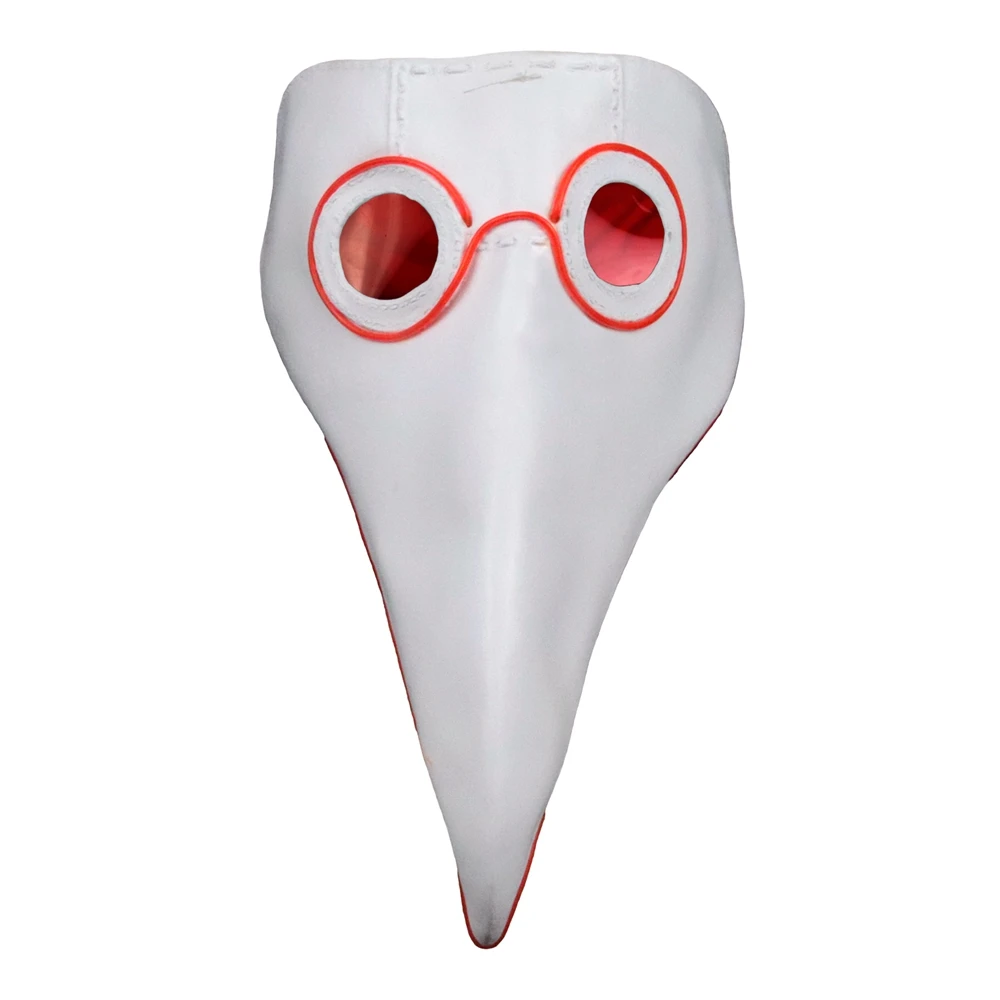 Halloween Plague Doctor White Luminous Bird Beak Long Nose Costume Mask ...