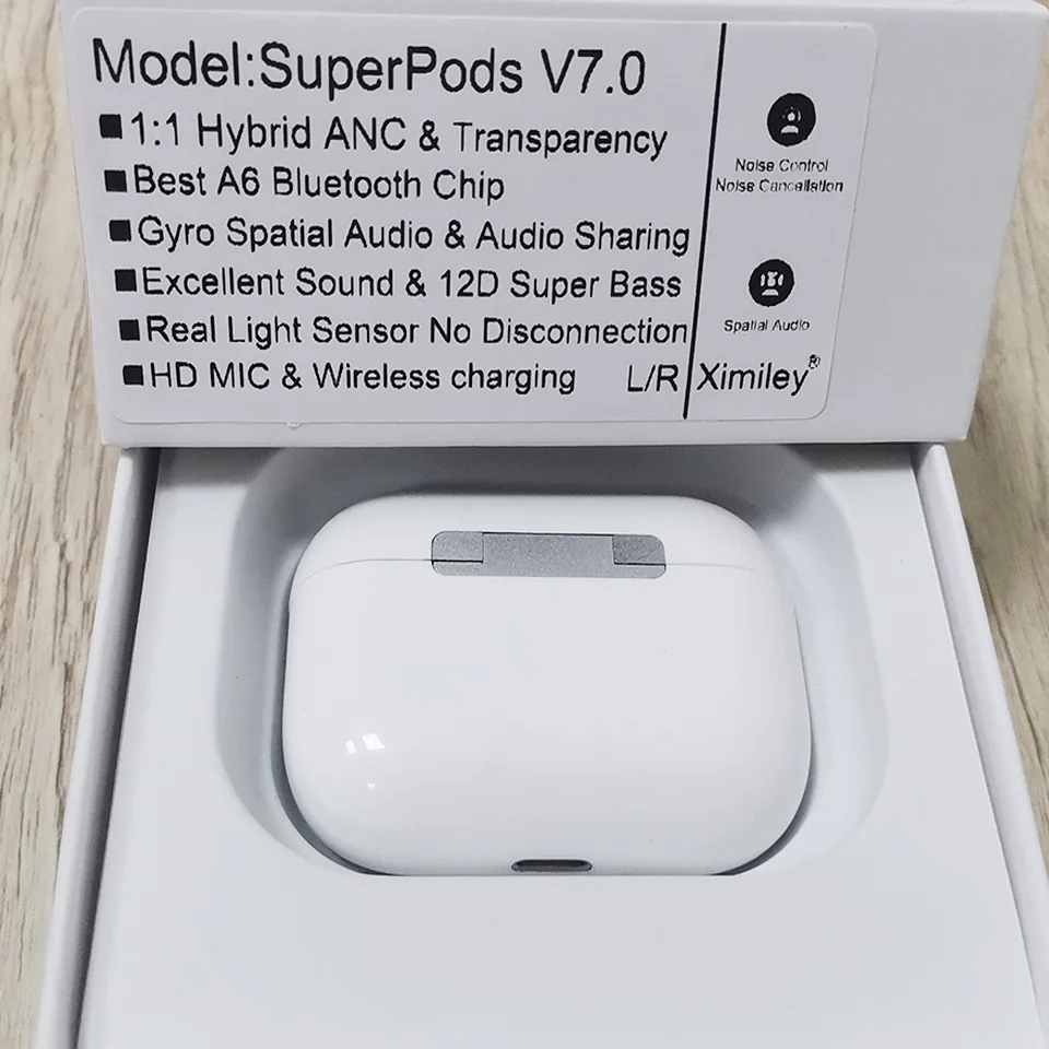 Superpods V7.5 V6.5 Pk V5.5 45db New Anc Earphone Active Noise Cancelling 12d Super Bass ...