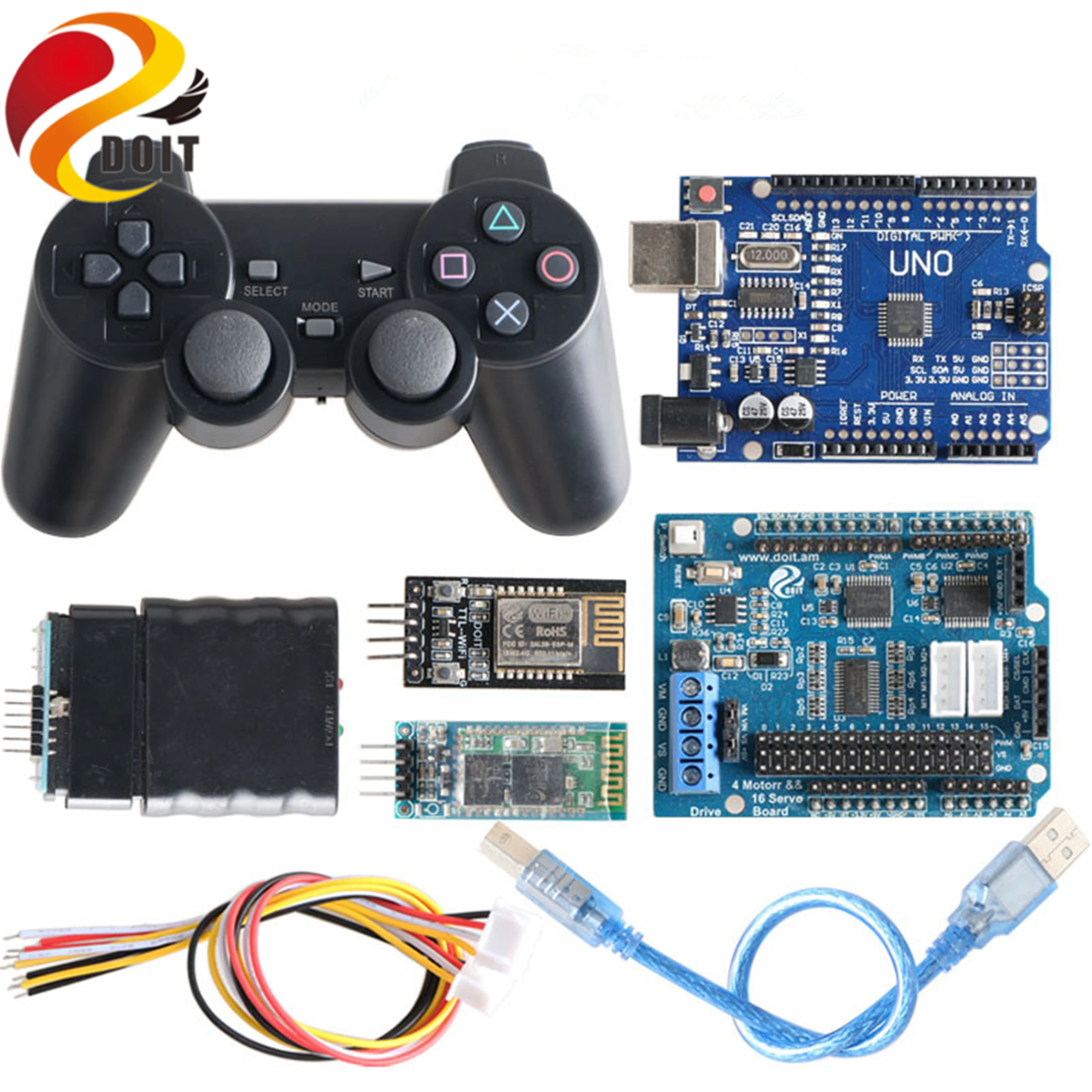 Szdoit 와이파이블루투스핸들 제어 키트 16 채널 서보 및 4 채널 모터 드라이브 보드 개발 보드 Arduino용 Rc 로봇부품 And 액세서리 Aliexpress