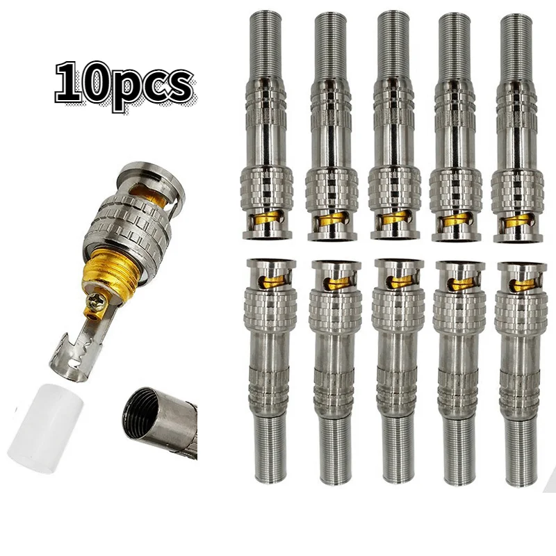 10pcs-BNC-Video-Plug-Coupler-JR-B25-Male-Solderless-Gold-BNC-Connector ...
