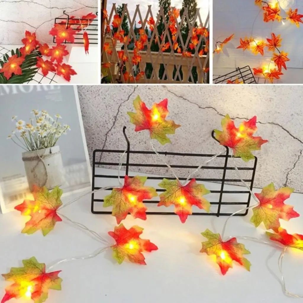 Ahorn Leaves Fairy Lights, 20 Led Autumn Hamper Leaf Garland Lights 3aa ...