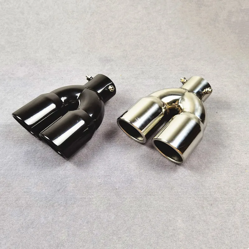 New-1-PCS-Universal-Double-Car-Exhaust-Muffler-End-Tips-With-Control ...