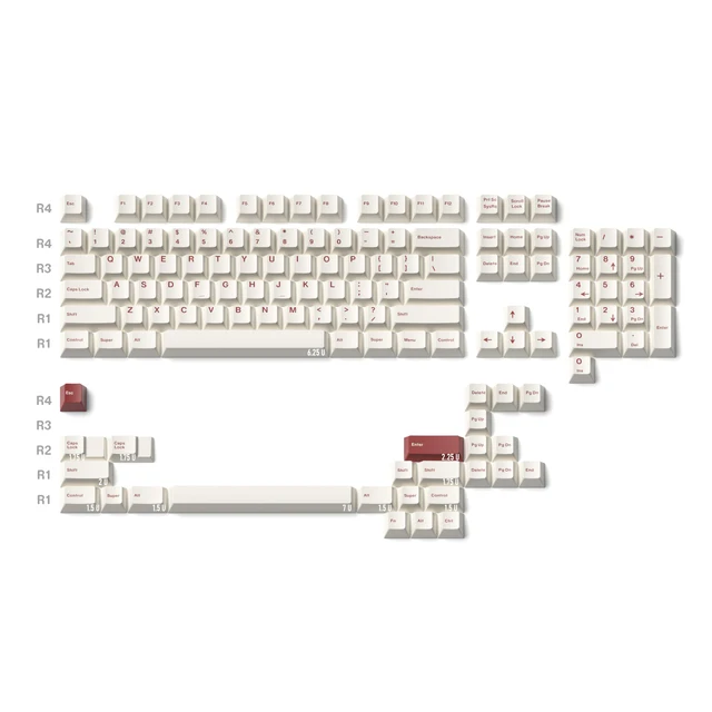 JKDK Red And White ROW Keycap Cherry Profile PBT Dye Subbed Key Caps ...