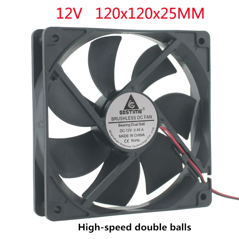 computer CPU power supply chassis fan 12cm 12025 DC5V 12V 24V 48V high ...