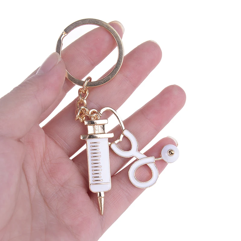 1Pcs needle medical box charm keychain key ring doctor nurse keyring ...