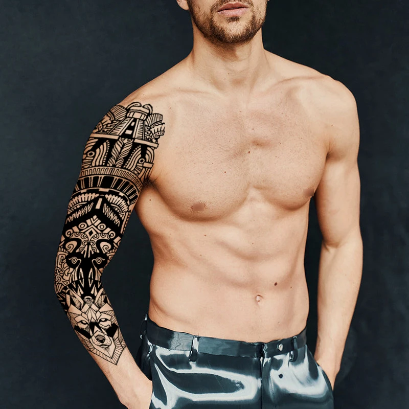 Mayan Tribal Sleeve Tattoos