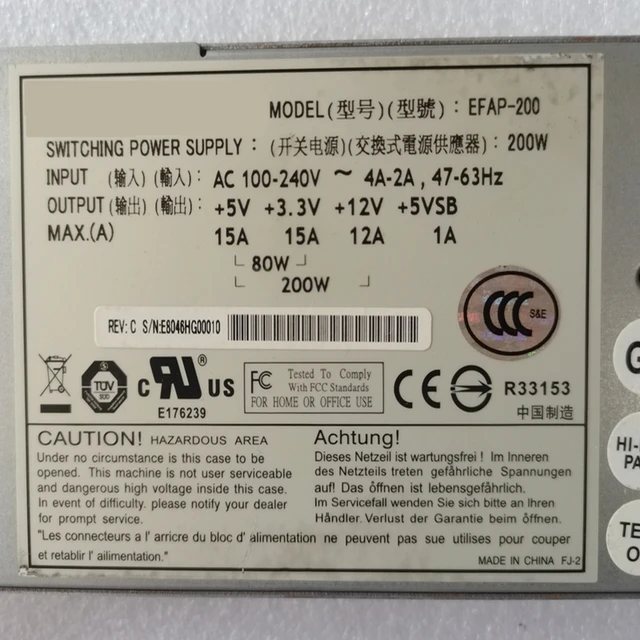 Almost Original PSU For Etasis 9277CPSU-0010 200W Power Supply EFAP-200 ...