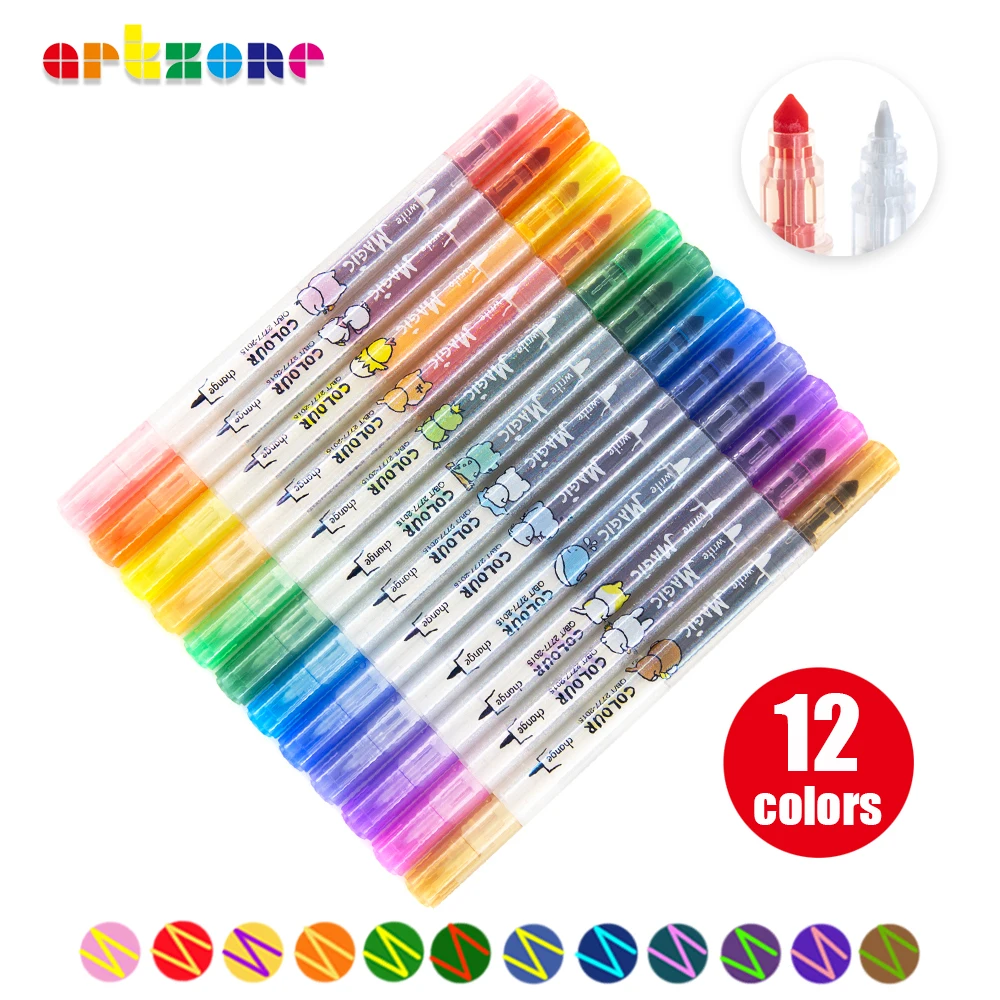 12pcs Creative Magic Color Highlighter Changeable Color Hand Account ...