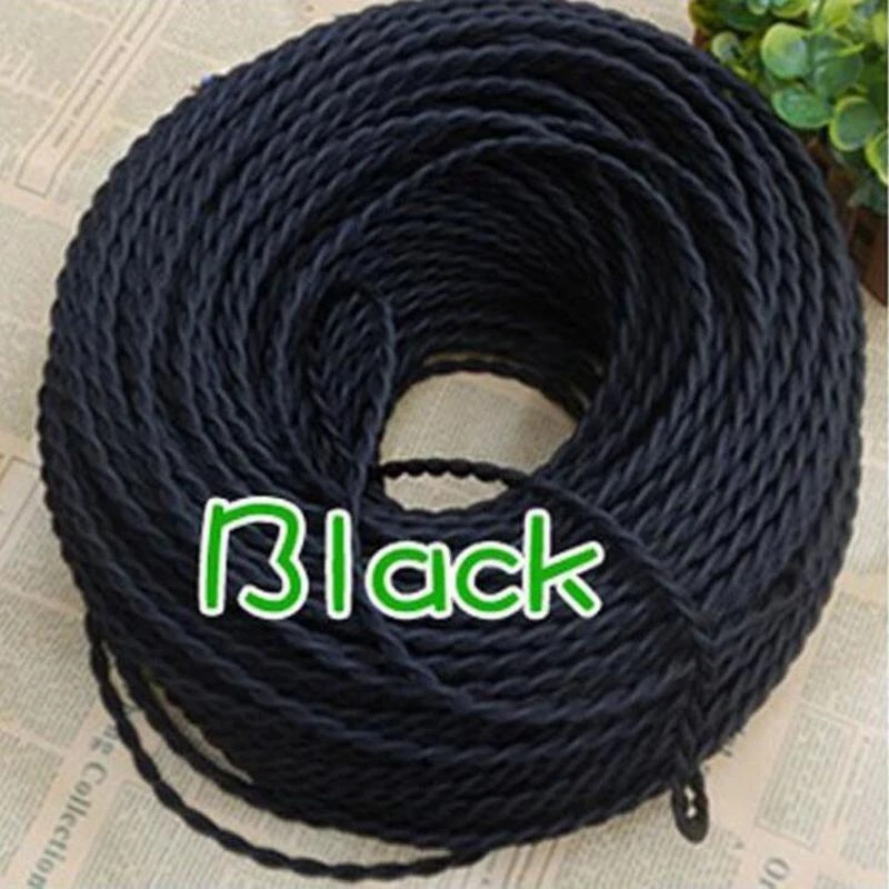 Black 5/10/20 Meters 2 Core Electrical Rope Wire Vintage Antique ...