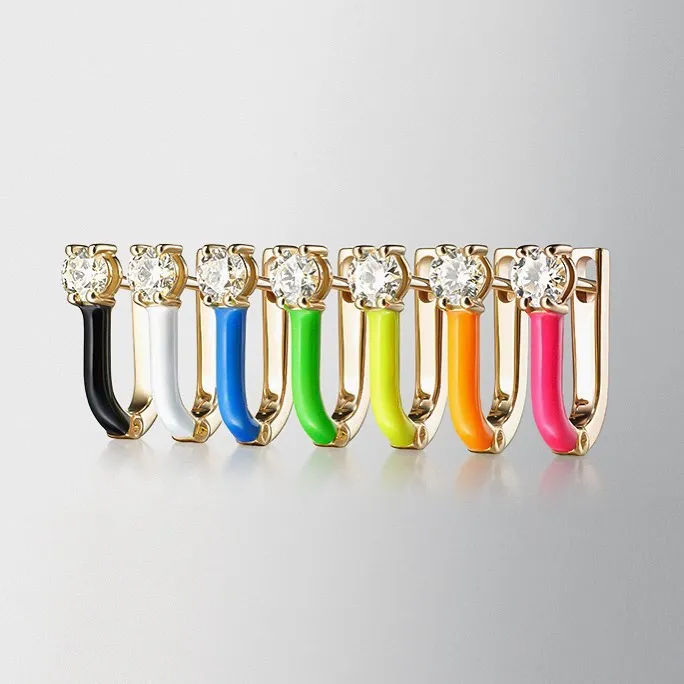 2020 Summer New Neon Colorful Enamel Hoop Yellow White Orange Pink Mini ...