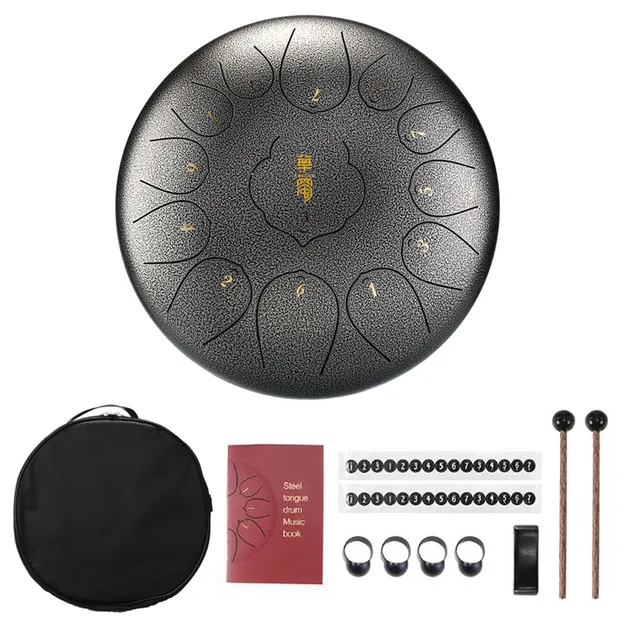 12 Inch 13 Tone Handpan Drum Steel Tongue Drum Hand Pan Drum With ...