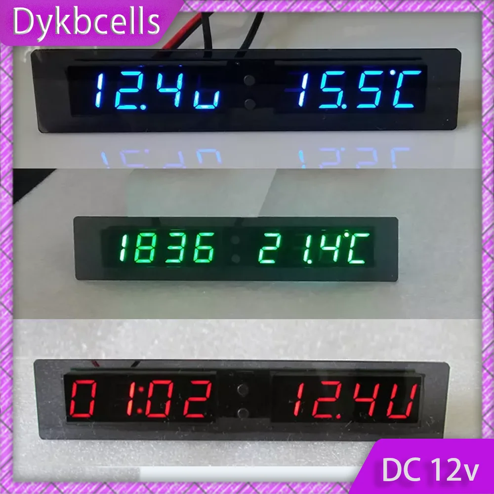 DC-12v-Digital-Display-Car-Voltage-Thermometer-clock-Battery-Voltmeter ...