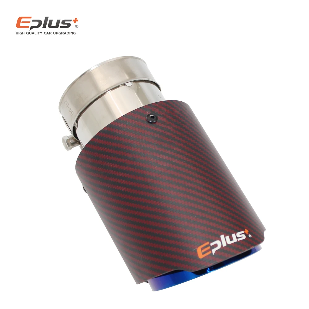 Eplus Car Red Matte Carbon Fiber Mufflers Tip Exhaust System Pipe ...