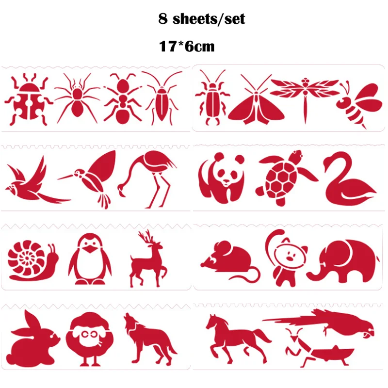 8Pcs-Set-Cute-Animals-Stencils-DIY-Layering-Stencils-Painting-Scrapbook ...