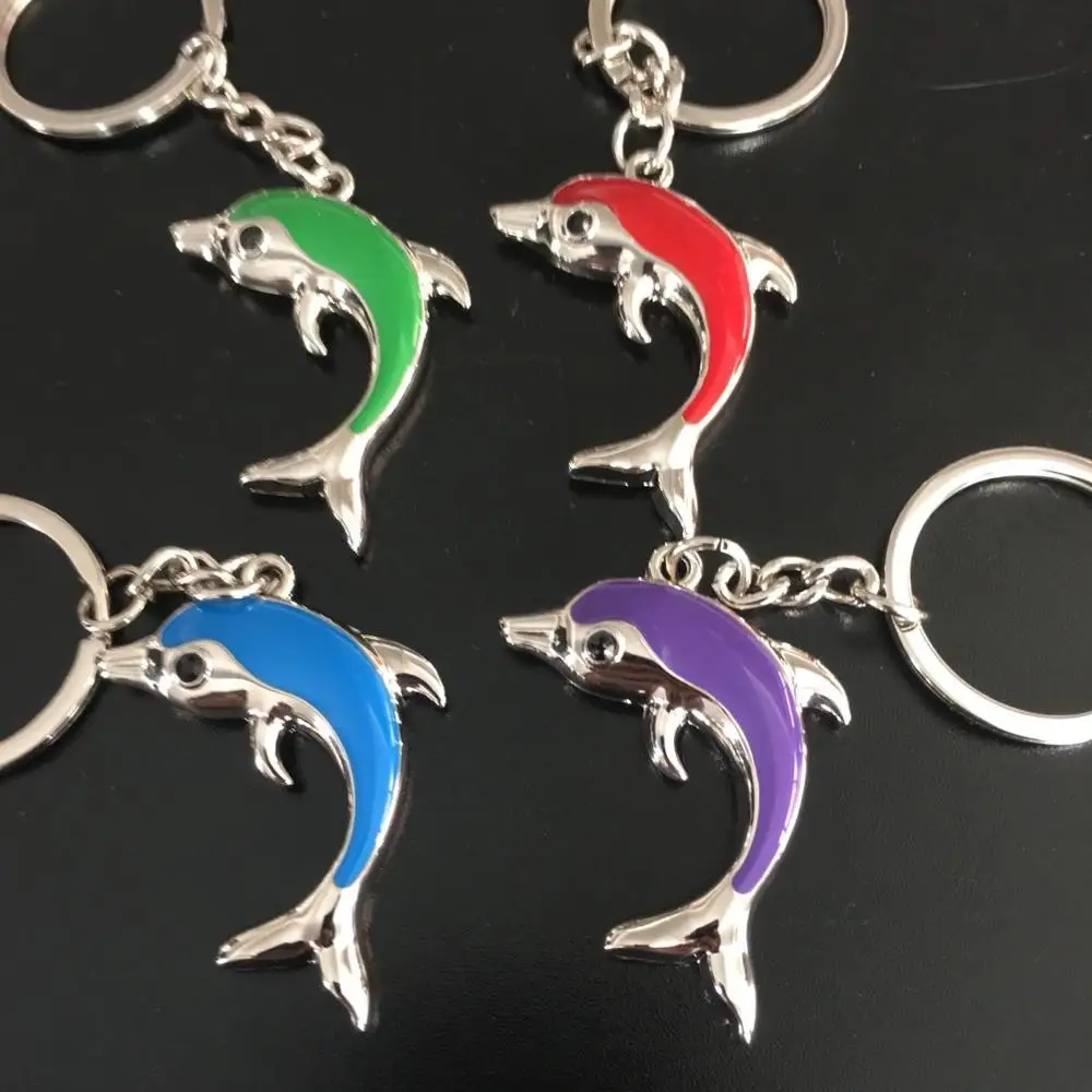 FREE shipping by FEDEX 100pcs/lot New Lovely Dolphin Keychains Metal ...