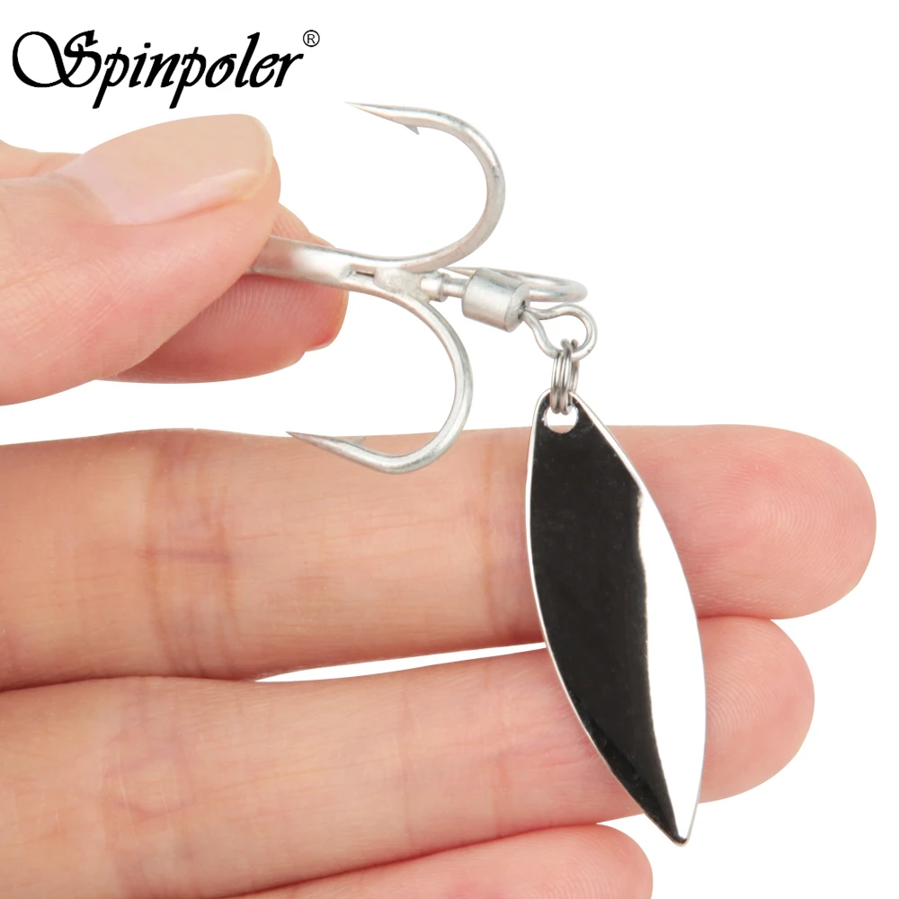Spinpoler-10-6-4-2-Silver-Gold-High-Carbon-Steel-Treble-Fishhook-with ...