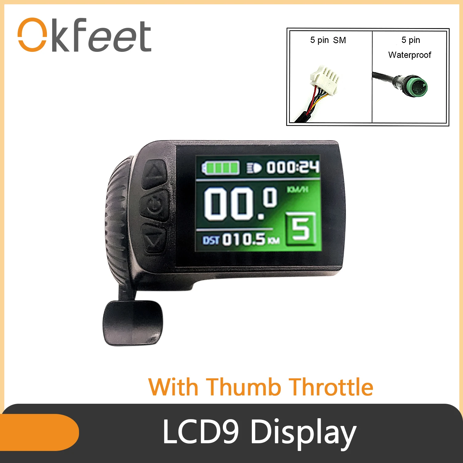 ebike KT LCD9 Display 24V 36V 48V intelligent Color Control Panel KT ...