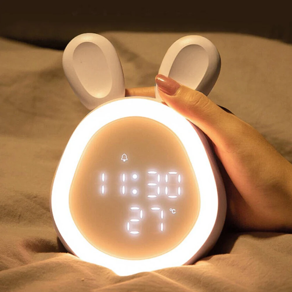 Cute Rabbit Digital Alarm Clock Kid's Bedroom Night Light pink 【SALE ...