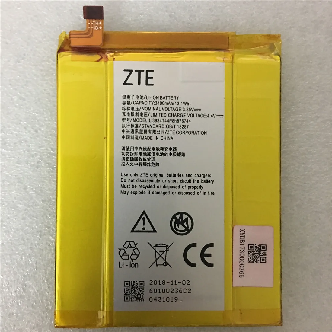Original-3400-mAh-Li3934T44P8h876744-battery-replacement-for-ZTE-Grand ...