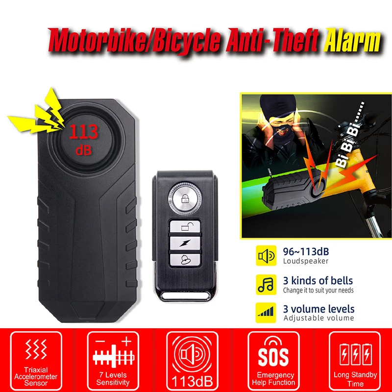 Alarma-Inal-mbrica-Impermeable-para-Bicicleta-Sensor-de-Vibraci-n ...