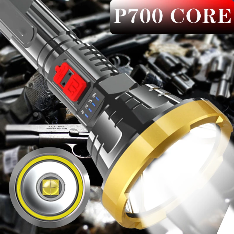 P700-Core-Power-Flashlight-Built-in-Battery-USB-Rechargeable-Long-Range ...