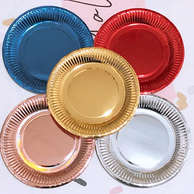 50pcs-Pack-7-inch-9-inch-Gold-and-Silver-Paper-Plate-Disposable-Party ...