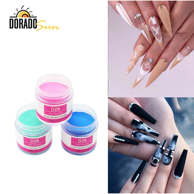 12 Colour Acrylic Liquid Powder Nail Extension Crystal Polymer Nail Art ...