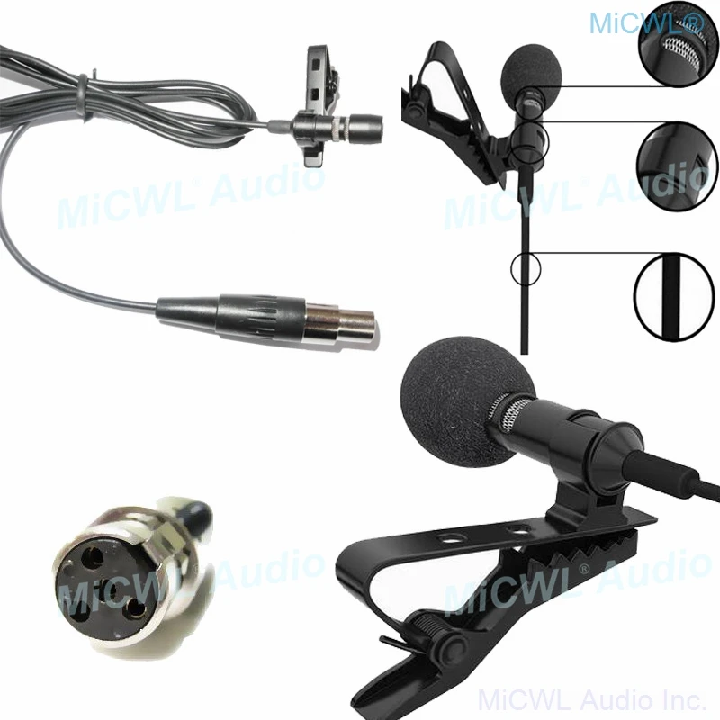 Shure Lapel 무선 벨트팩 XLR 4 핀 미니 플러그 MiCWL M17 용, 일류 새 버전 카디오이드 클립 온 라발리에 ...