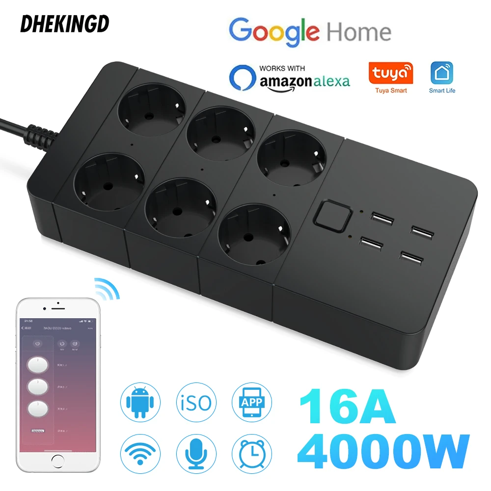 Smart-Wifi-Power-Strip-4-6-EU-4USB-Outlets-Plug-5V3-1A-Charging-Port ...