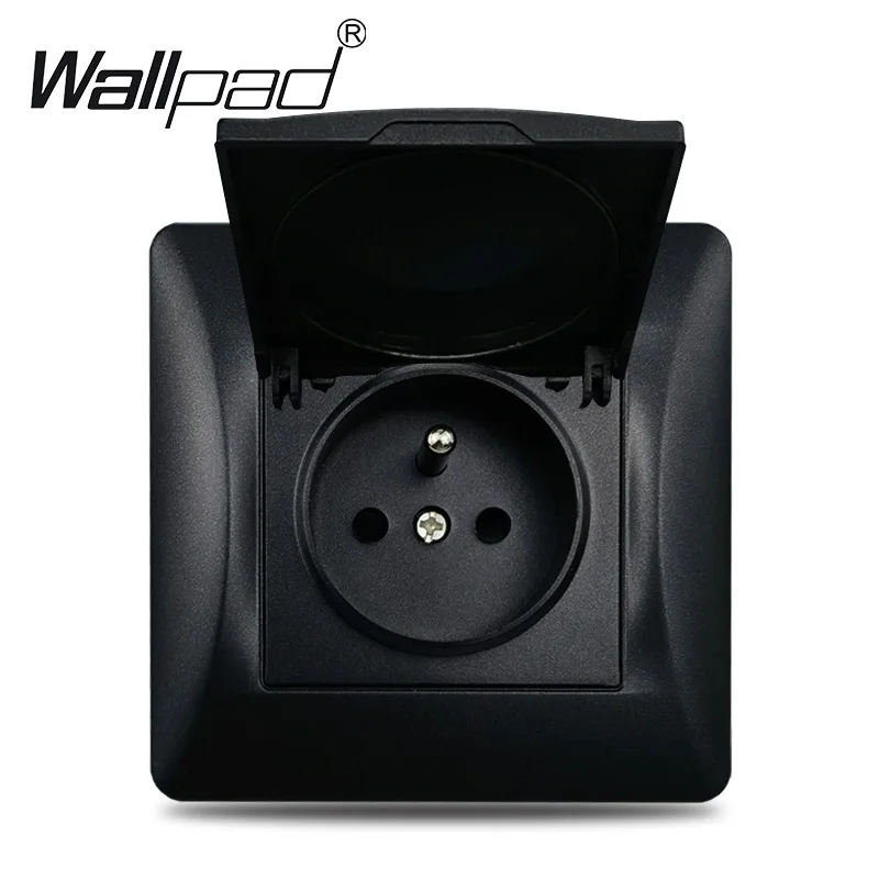 French-Socket-with-Cap-Wallpad-Matte-Plastic-Frame-Black-EU-Poland ...