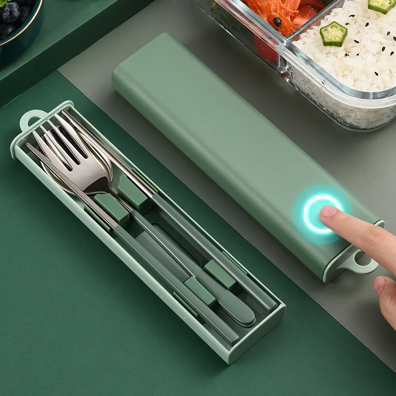 Portable-Tableware-Set-Stainless-Steel-Dinnerware-With-Box-Knife-Fork ...