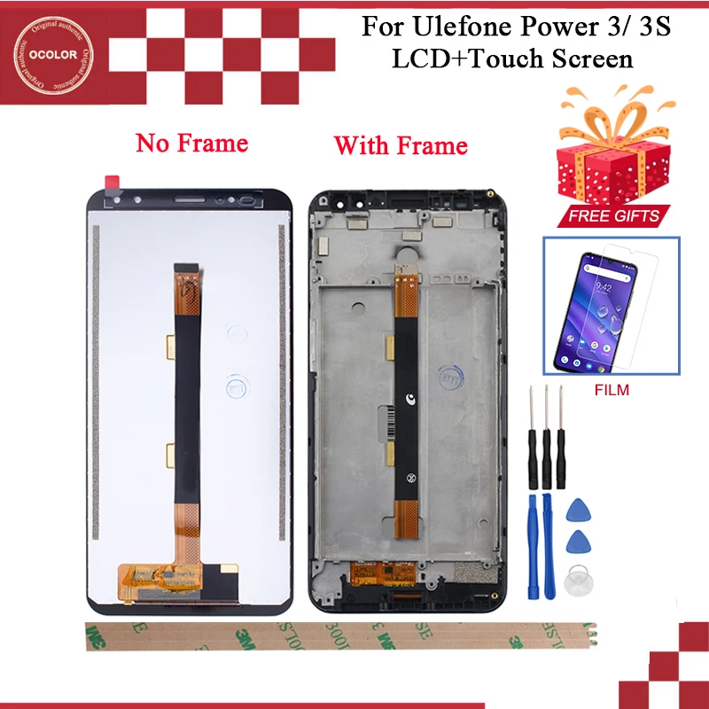 Display lcd para ulefone power 3, tela sensível ao toque, com moldura ...