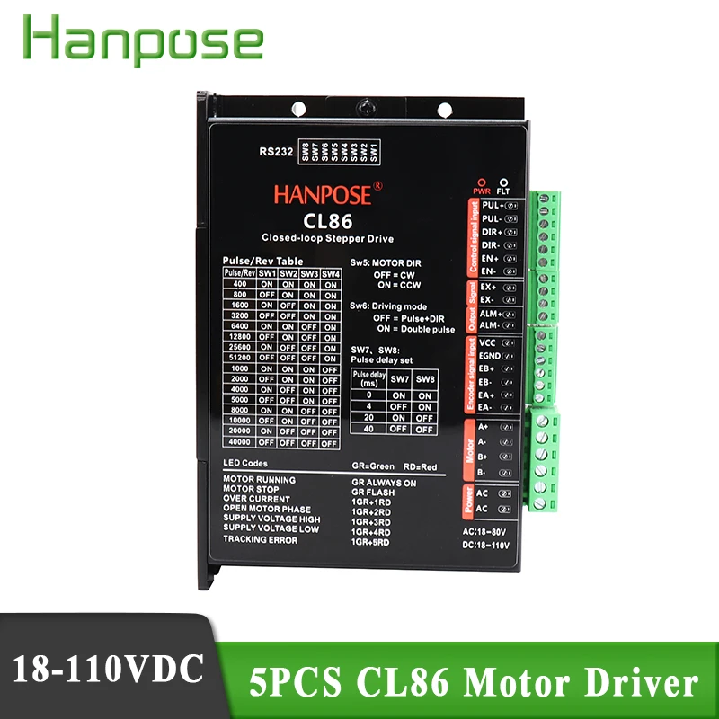 HANPOSE-5PCS-NEMA34-Closed-loop-motor-drive-CL86-controller-driver-18 ...