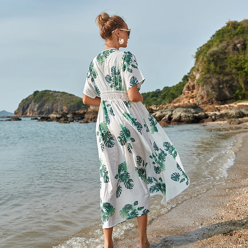 Robe de Plage longue Kaftan - Type Color02 - Blanc - Bleu - Adulte - Femme Blanc - Cdiscount ...