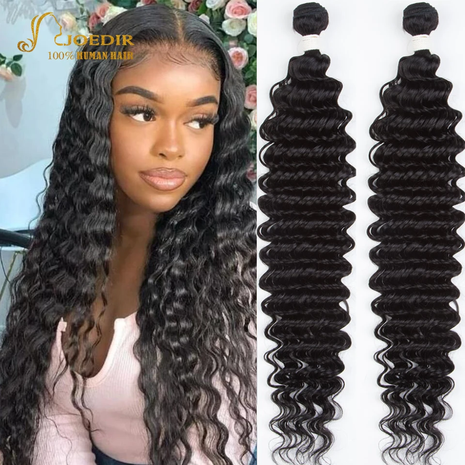 Joedir Hair 30 32 34inches Deep Wave Bundles 1/3/4 Brazilian Hair Weave ...