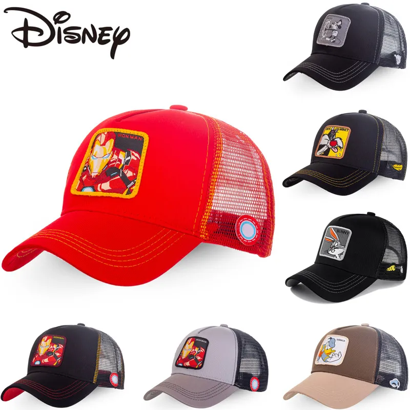 Gorra de béisbol de algodón con dibujos animados para hombre y mujer, gorro de malla con diseño ...