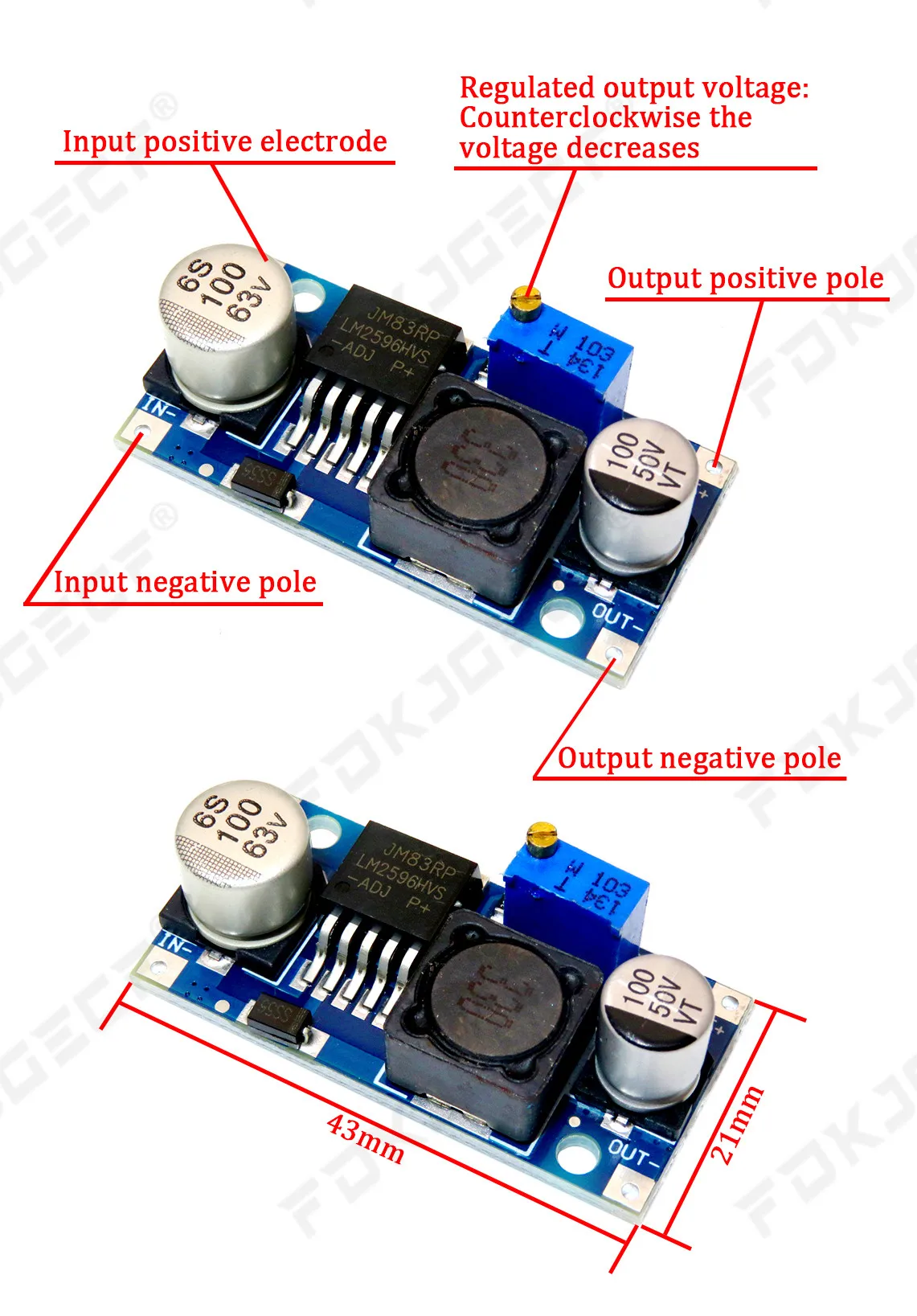 LM2596 HVS -Module de régulation de l'alimentation électrique,réglable ...