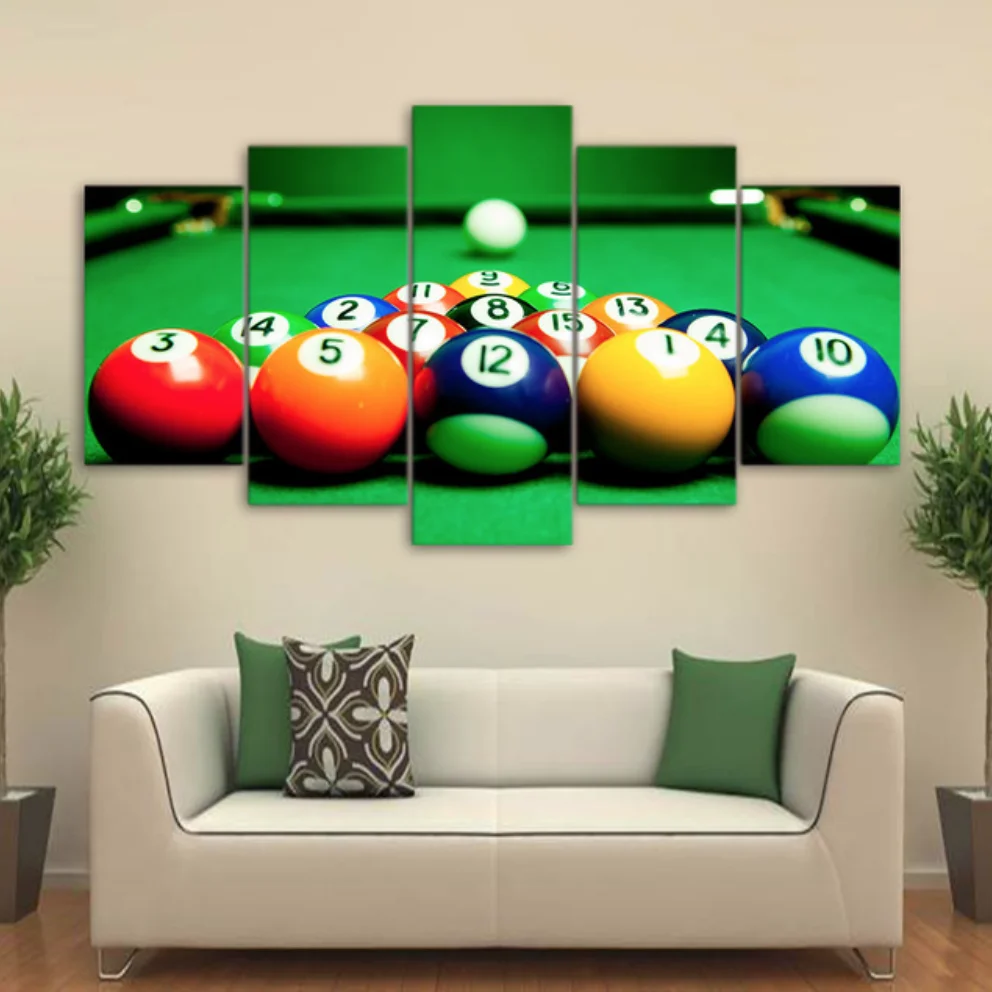 No Framed Snooker Pool Billiards Sport 5 piece Wall Art Canvas Print ...