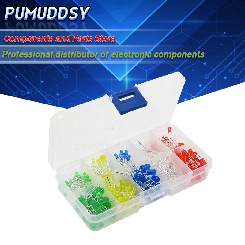 200PC 3MM 5MM Led Kit Mixed Color Red Green Yellow Blue White Light ...